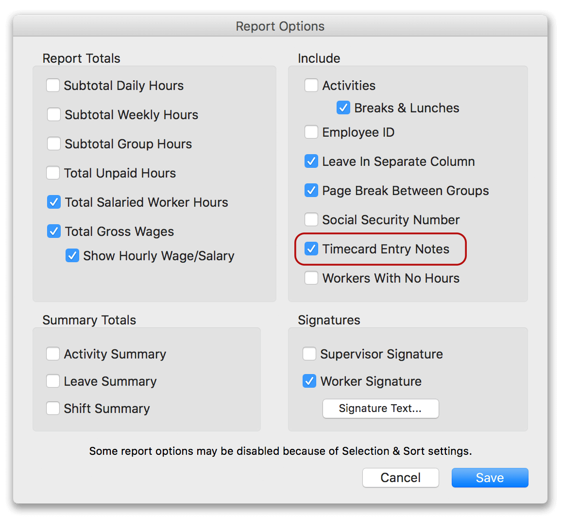 Timecard Entry Notes in Virtual TimeClock