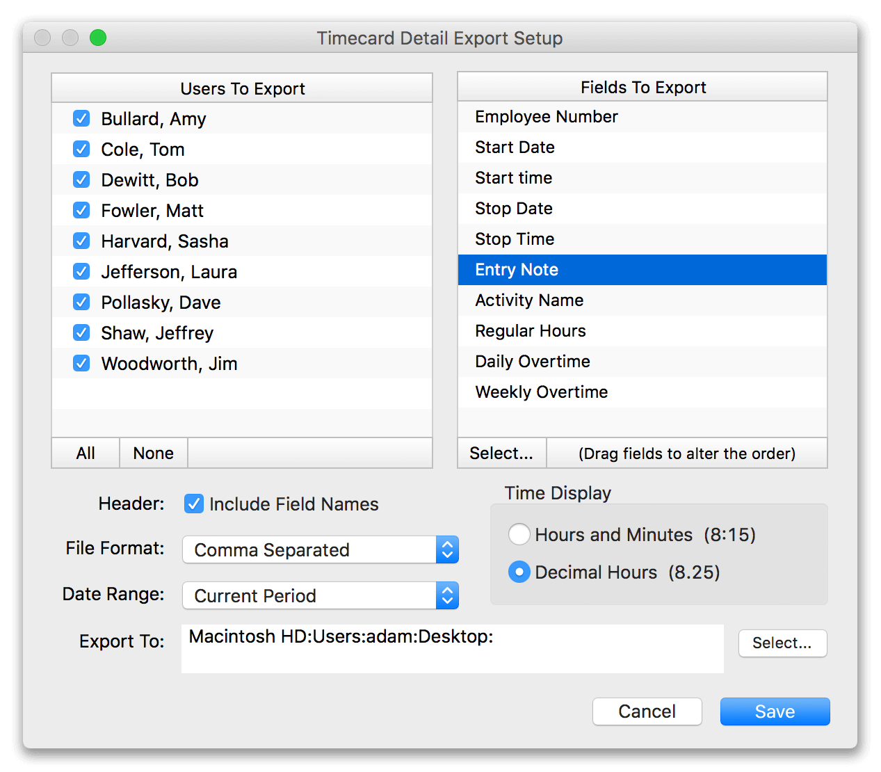 Timecard Entry Notes in Virtual TimeClock