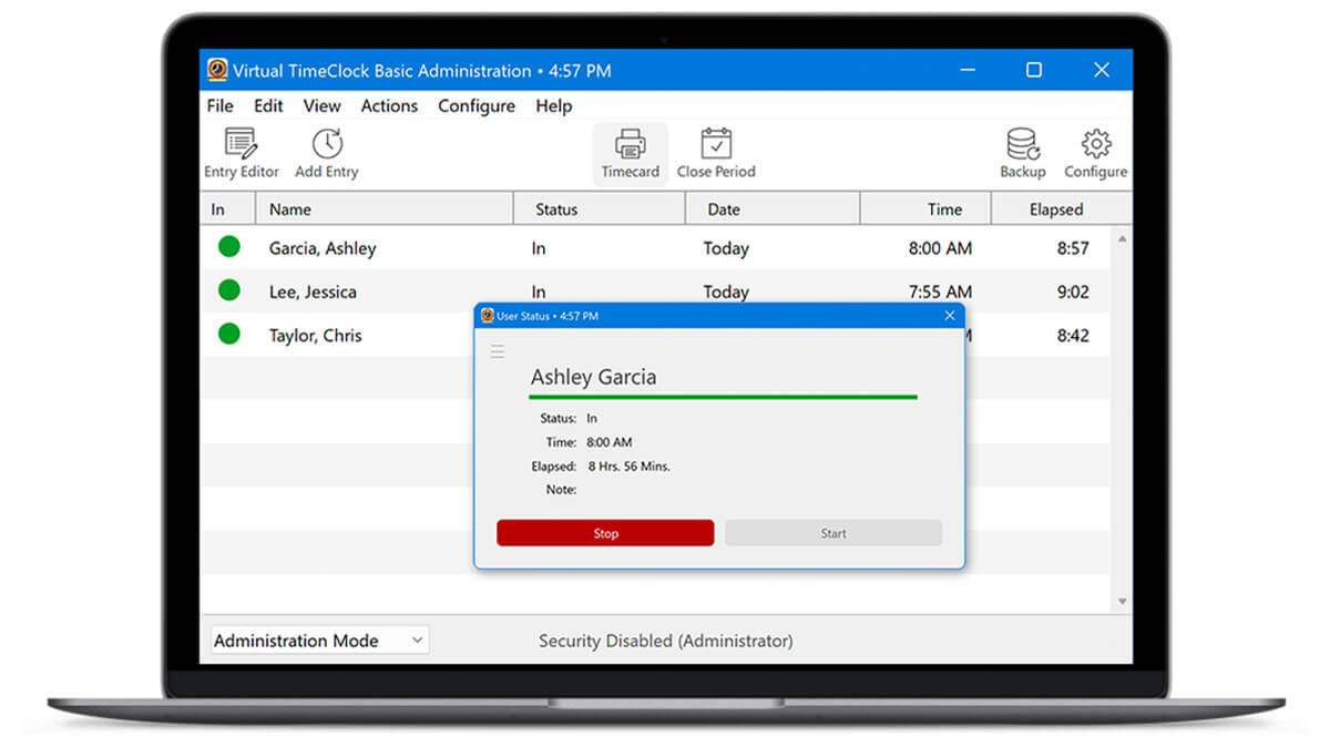 Virtual Timeclock Basic A Simple Easy To Use Time Clock App